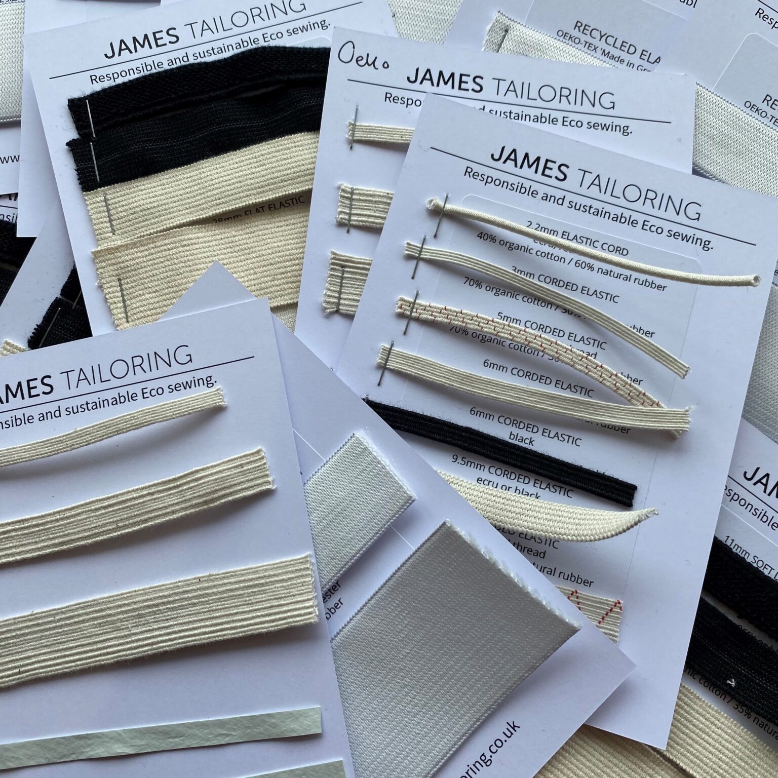 Eco elastic swatch pack - James Tailoring Sustainable Haberdashery