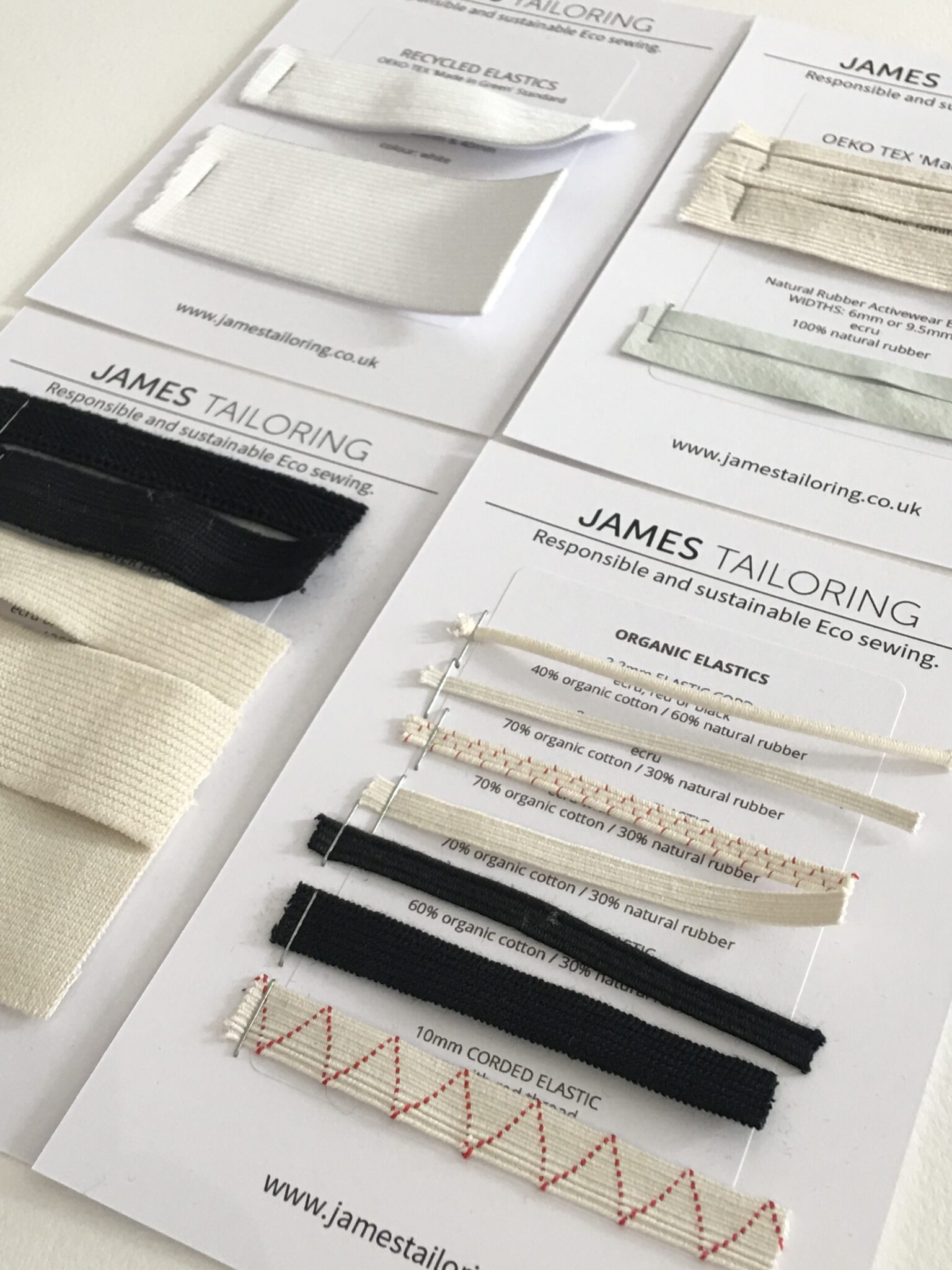 Eco elastic swatch pack - James Tailoring Sustainable Haberdashery