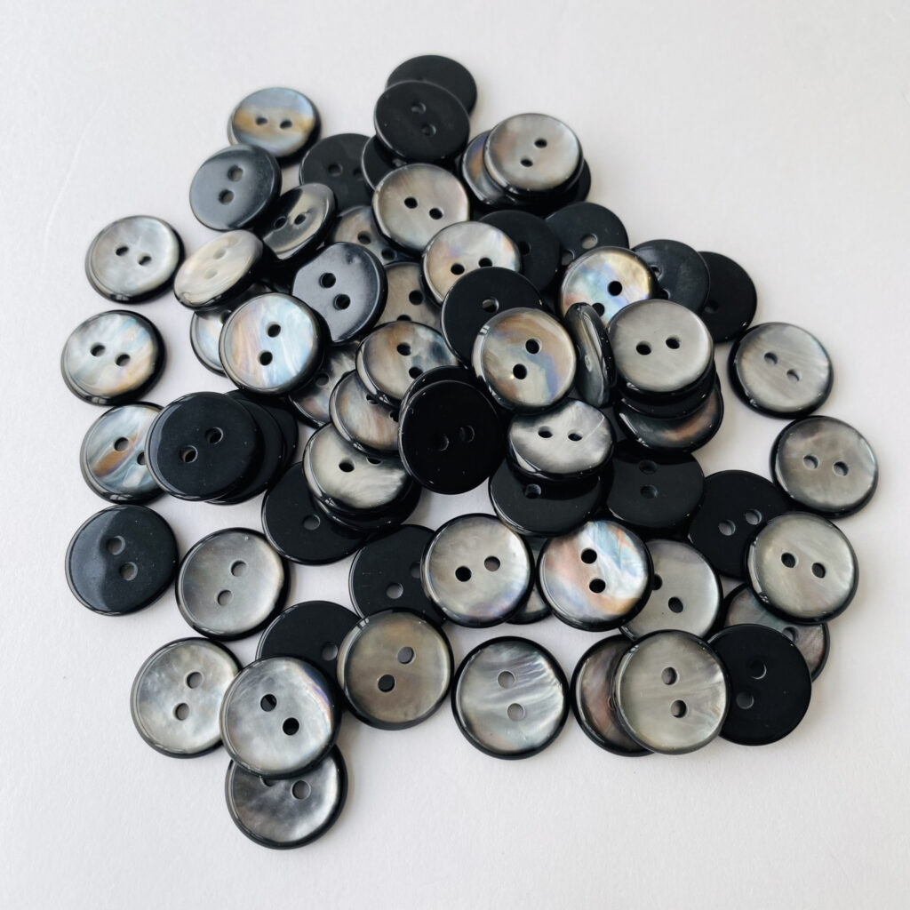 14mm Bevel Edge shirt button in Faux Pearl Iridescent Grey - James ...